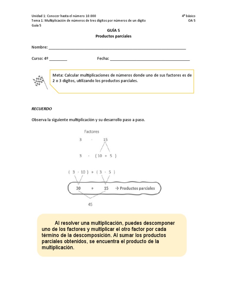 Guias 5 y 6 4 Básico | PDF | Multiplicación | Lexicología