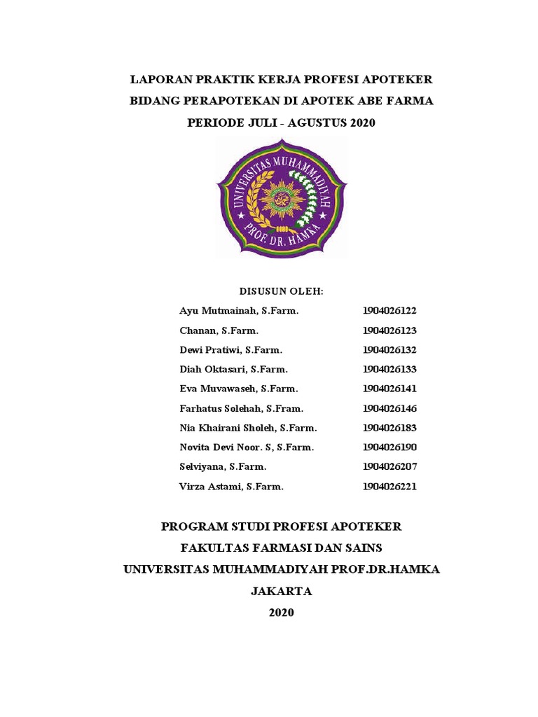 Laporan Praktek Kerja Profesi Apoteker Apotek Abe Farma Final | PDF