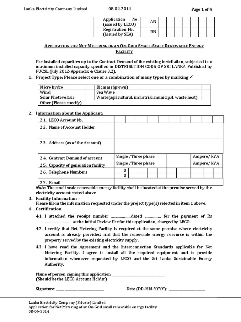LECO Net Metering Application Guide | PDF | Electrical Grid | Renewable ...
