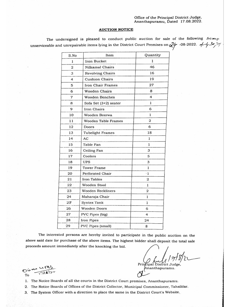 Auction Notice 24082022 | PDF