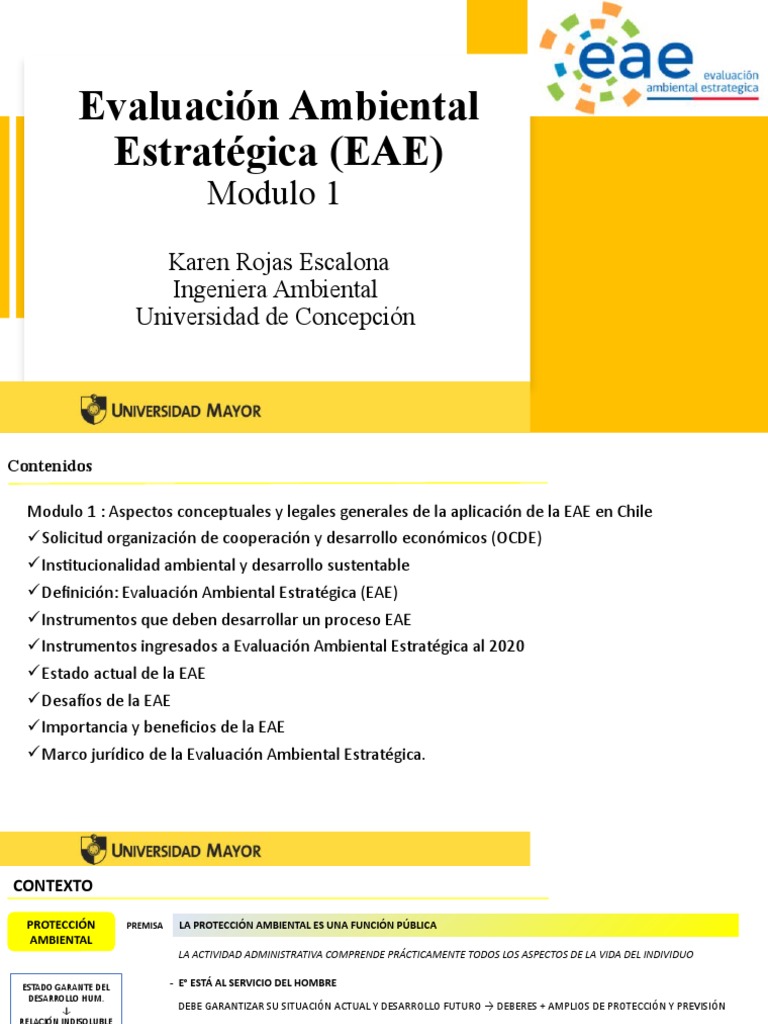 Clase 1 Evaluación Ambiental Estratégica (EAE) | PDF | Evaluación de impacto ambiental | Entorno ...