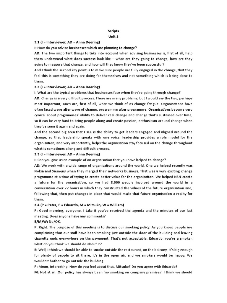 Scripts-Unit 3 | PDF | Leadership