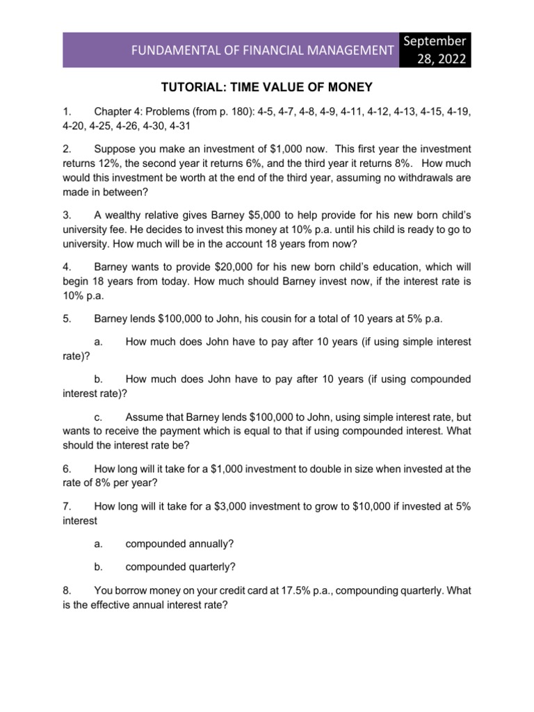 Tutorial 1 | PDF | Loans | Refinancing