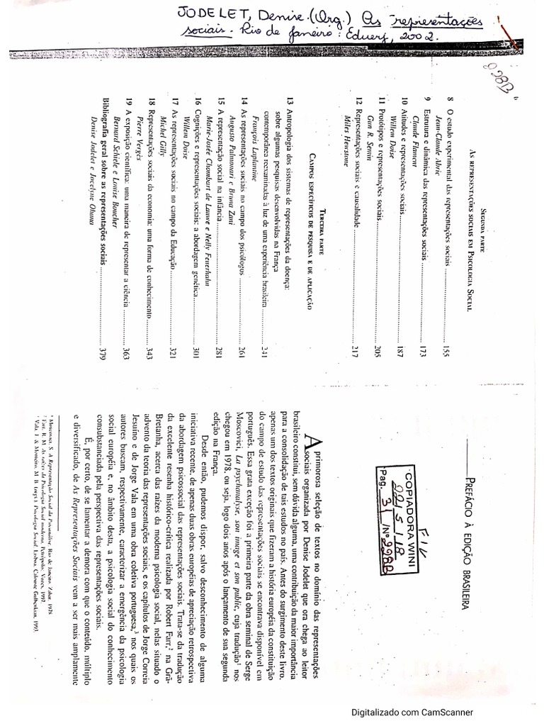 As Representações Sociais - Denise Jodelet (Org.) | PDF