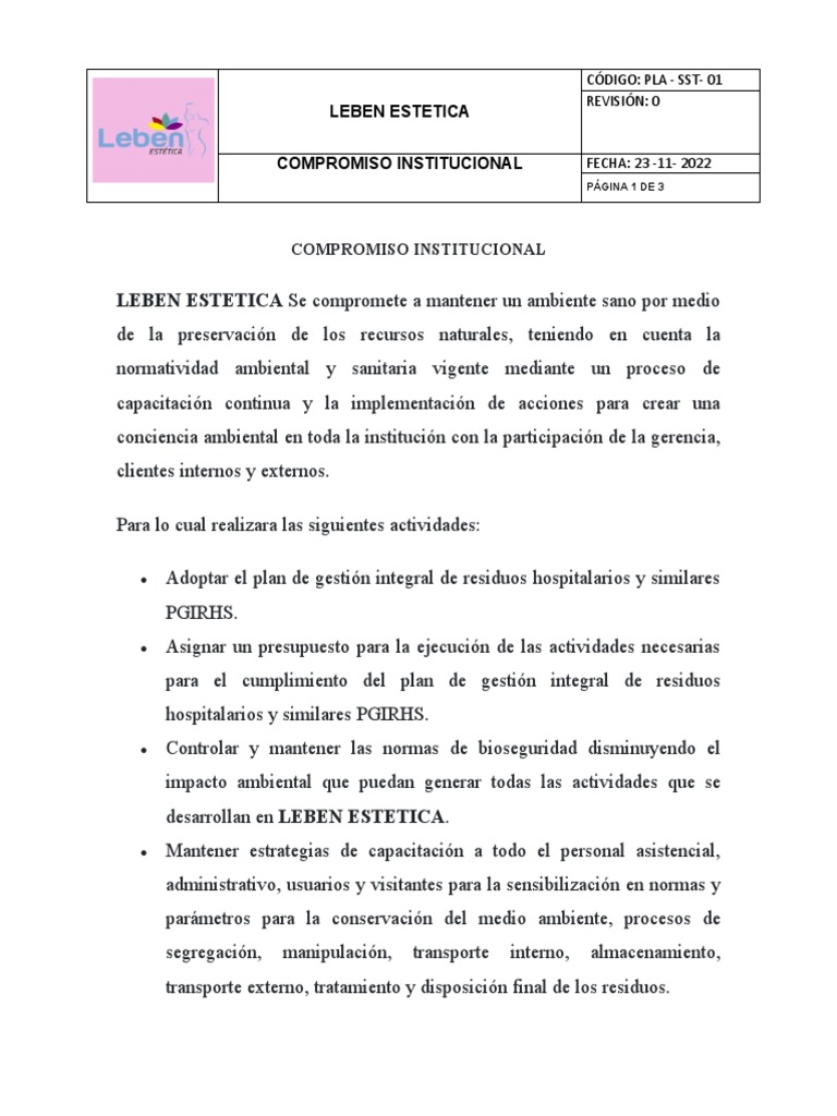 Compromiso Institucional | PDF | Entorno natural | Business