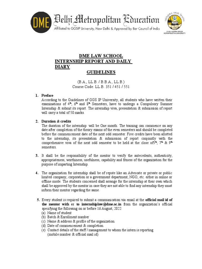 Internship Report Guidelines | PDF | Internship | Job Hunting