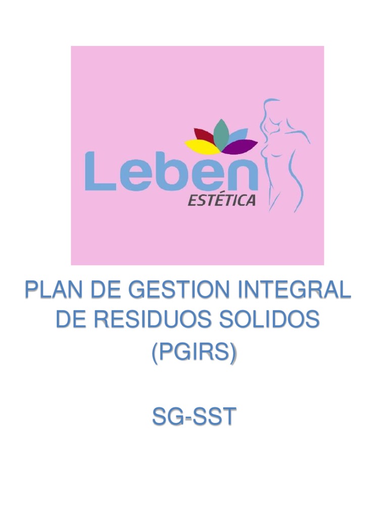 Caratula Plan de Gestion Integral de Residuos Solidos (Pgirs) Leben Estetica | PDF