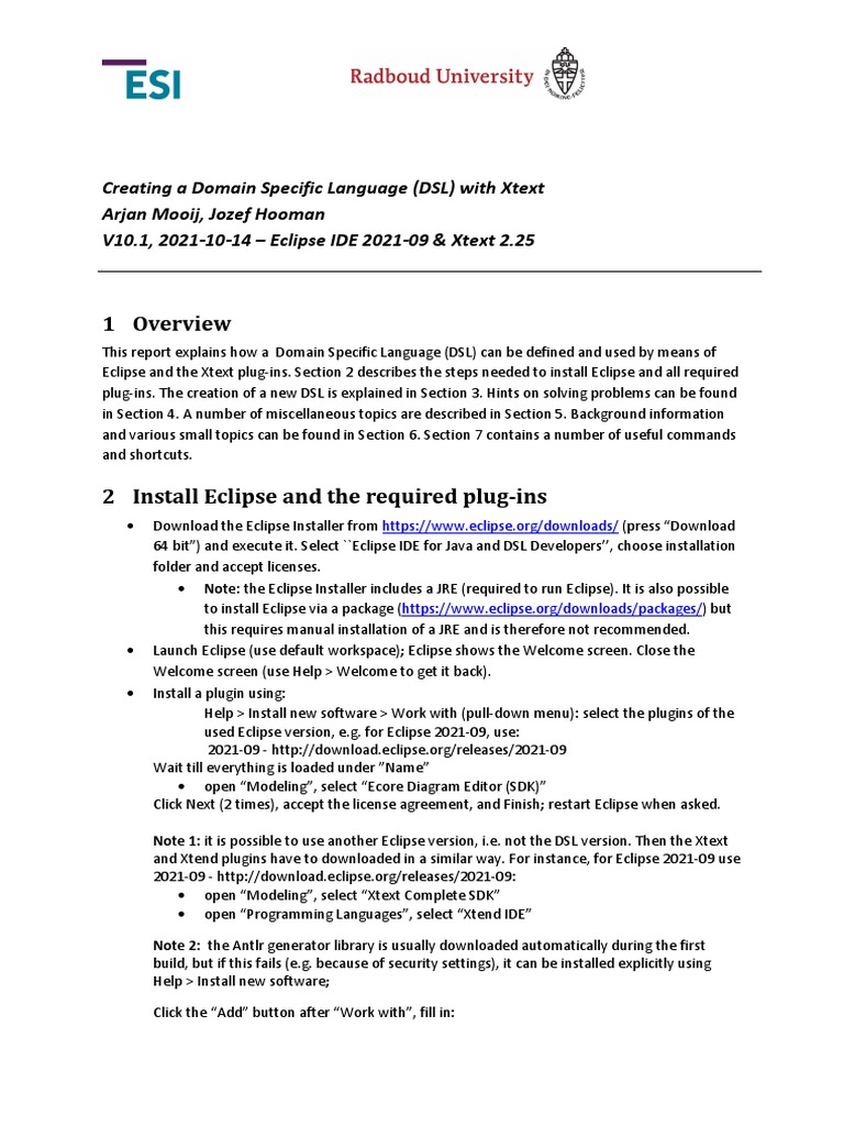 Xtext DSL Creation Guide | PDF | Eclipse (Software) | Java (Programming Language)