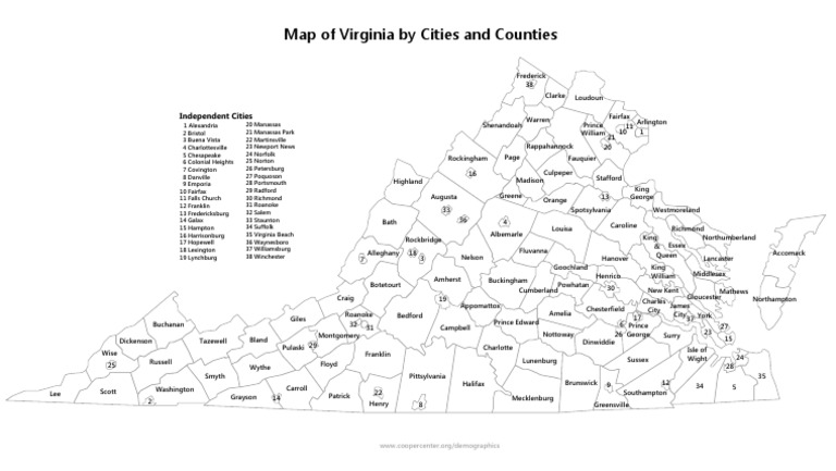 VirginiaMap Cities-Counties | PDF | Virginia | Richmond