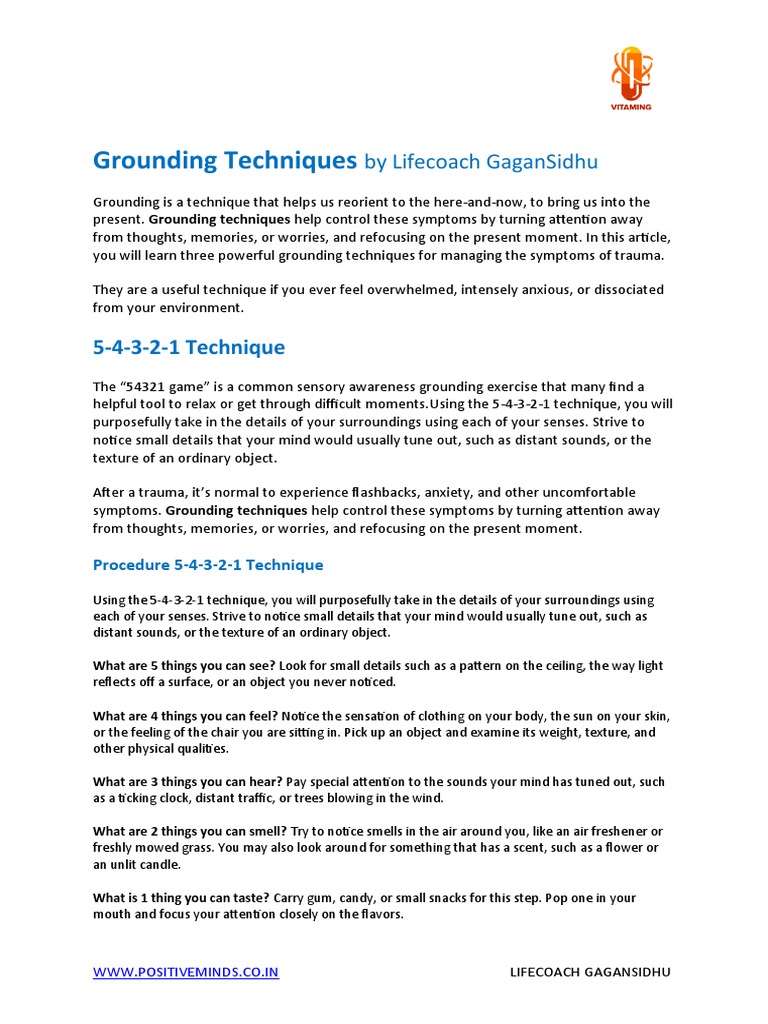 Grounding Technique | PDF | Psychological Trauma | Senses