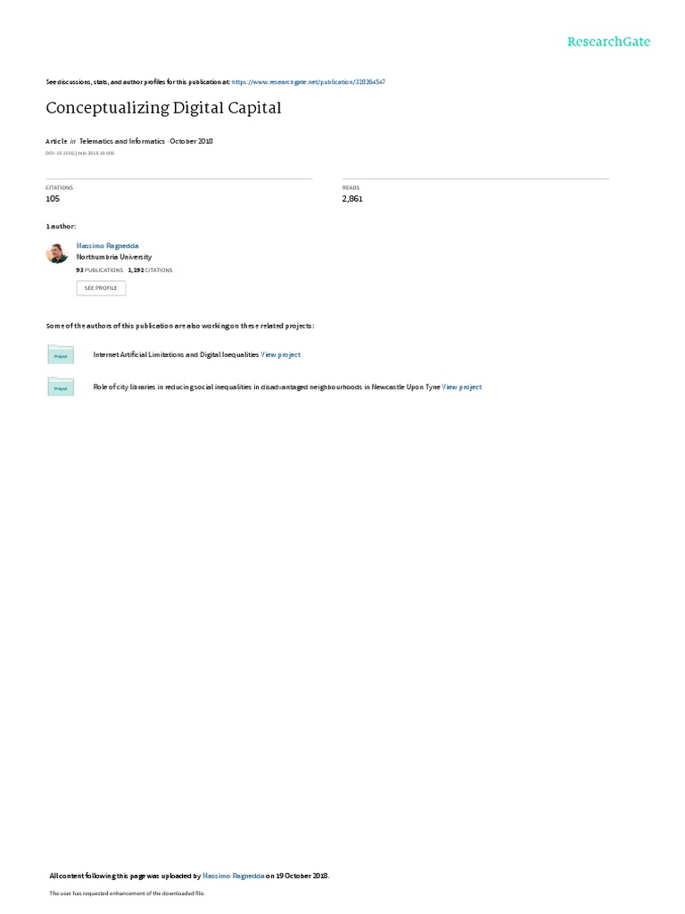 Conceptualizing Digital Capital | PDF | Social Capital | Capital ...