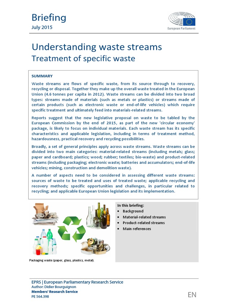 EPRS Briefing 564398 Understanding Waste Streams FINAL | PDF ...