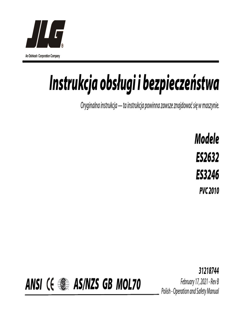 B ES2632, ES3246 JLG Operation Polish | PDF