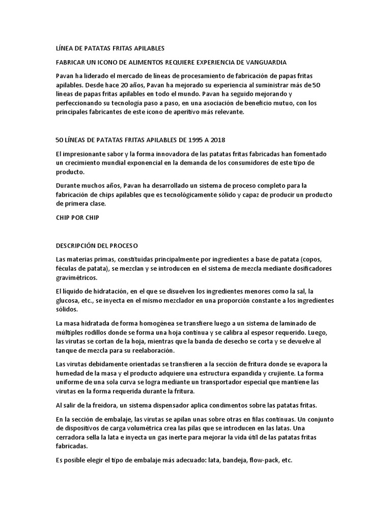 PAVAN Descripción | PDF | Acero | Patata