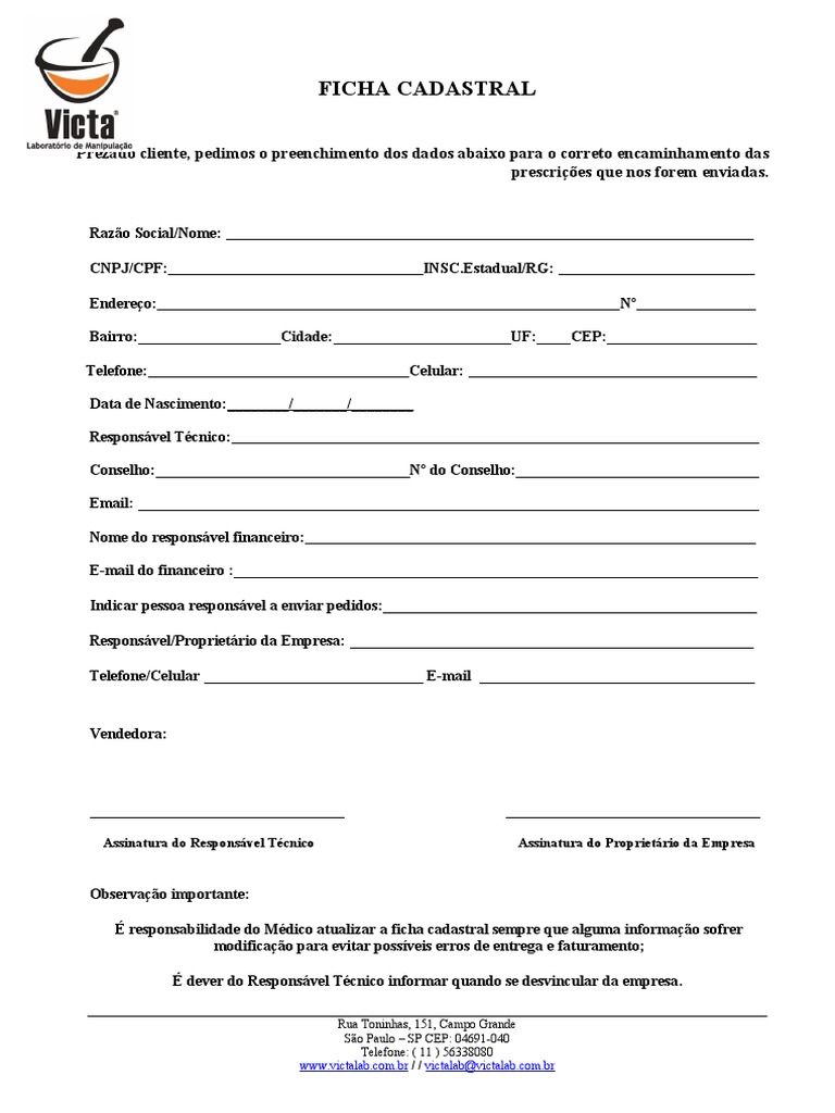 009 Ficha Cadastral Padrão Original | PDF