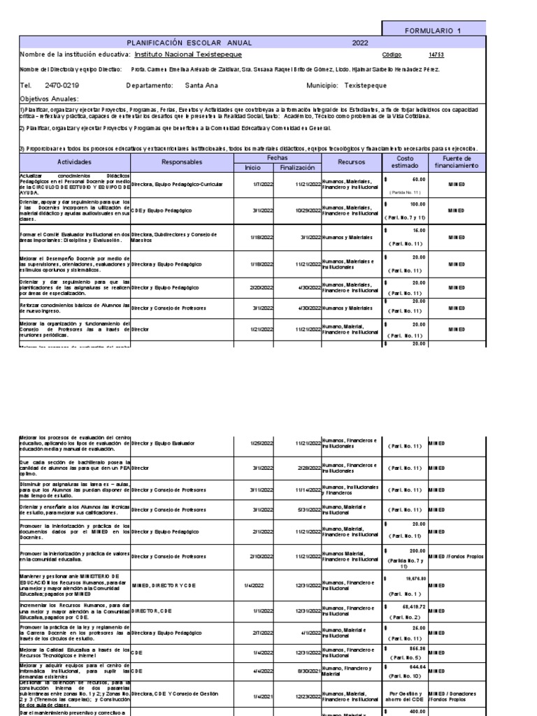 Formularios Pea | PDF | Evaluación | Maestros
