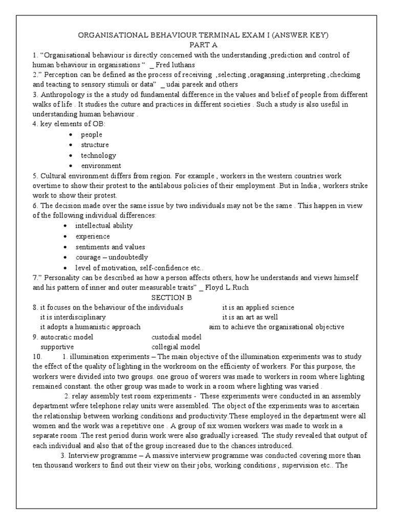 Understanding Human Behavior in Organizations: A Summary of Key ...