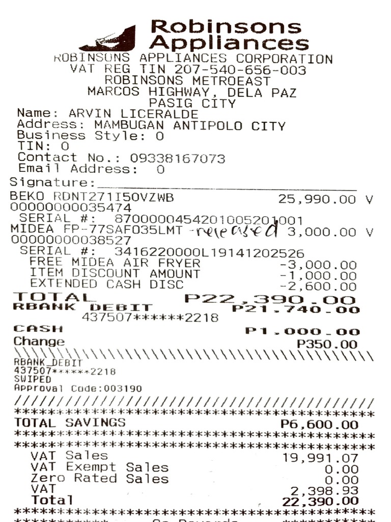 Beko Receipt Robinson | PDF