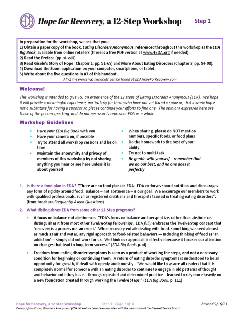 EDA 12-Step Workshop Overview | PDF | Twelve Step Program ...