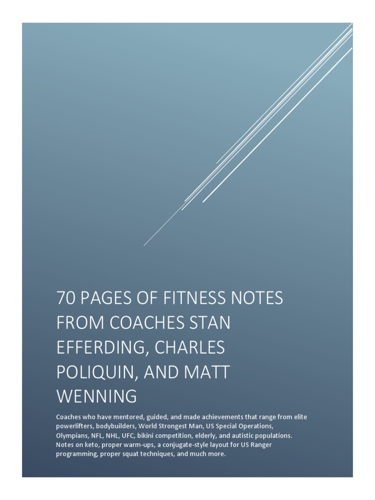 70 Pages of Fitness Notes - A Collection | PDF | Weight Training ...