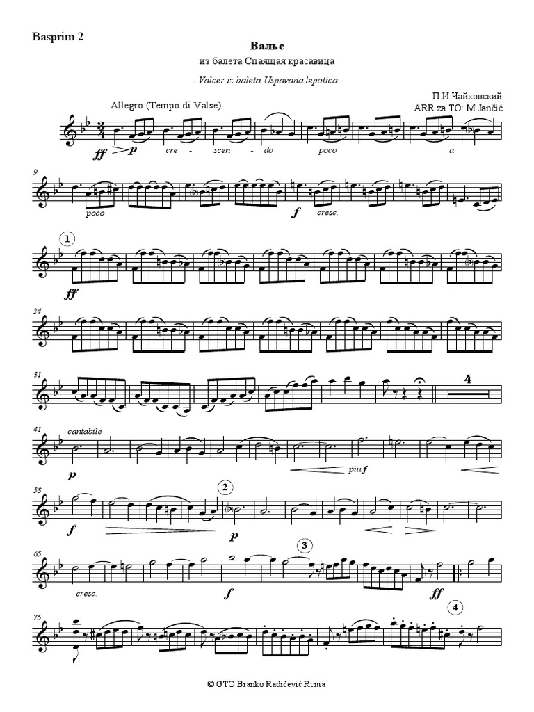 Valcer Iz Baleta Uspavana Lepotica-Basprim2 | PDF | Poetics | Musicology