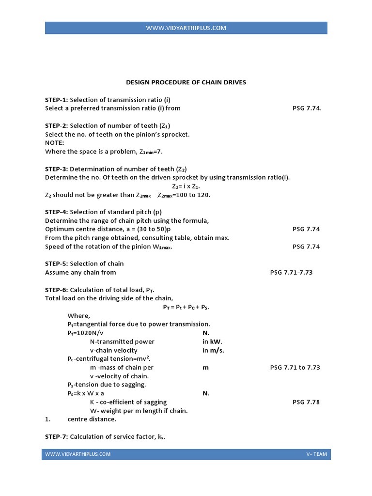Chain Drive Design Procedure | PDF | Speed | Manufactured Goods