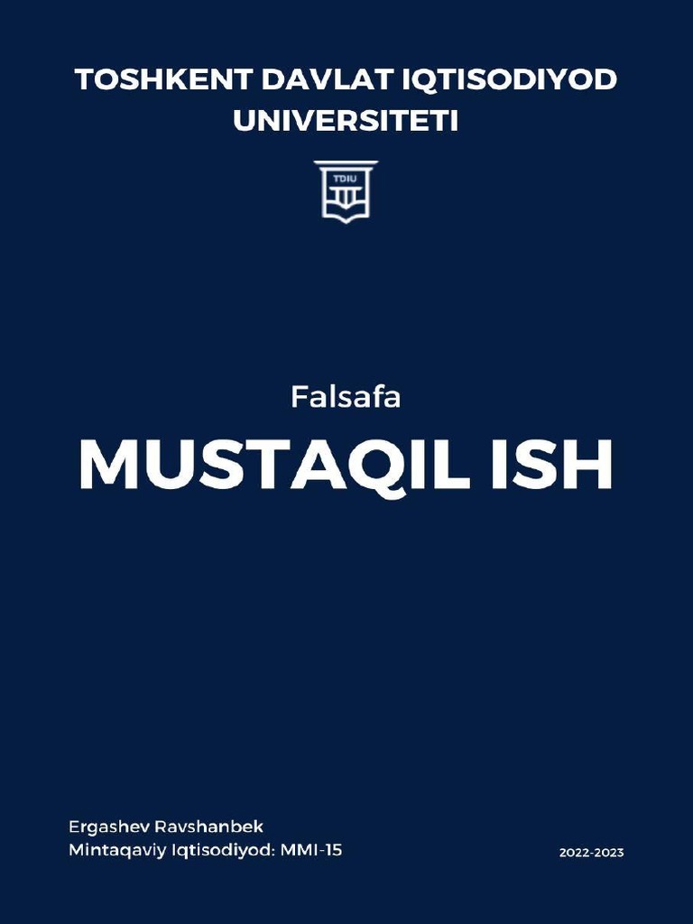 Falsafa Mustaqil Ish PDF | PDF