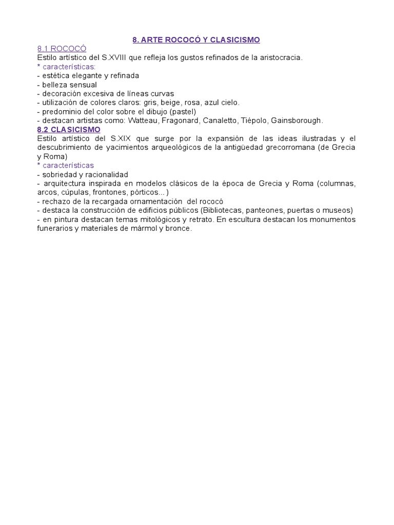 9) Arte Rococó y Clasicismo | PDF | Ciencias sociales | Clásicos