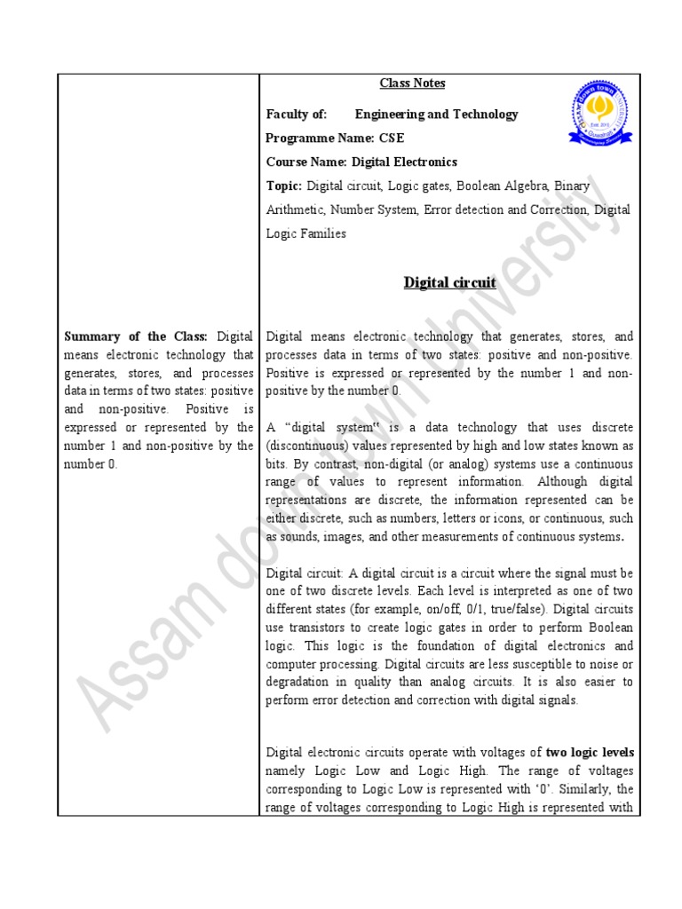 Unit 1 | Download Free PDF | Logic Gate | Digital Electronics