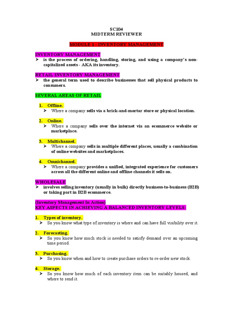 SC104 Midterm Reviewer | PDF