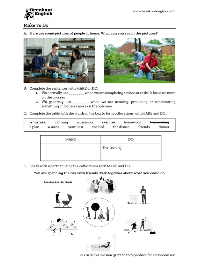 Make vs Do Worksheet Activities | PDF