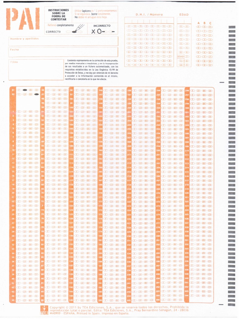 Hoja de Respuestas Pai | PDF