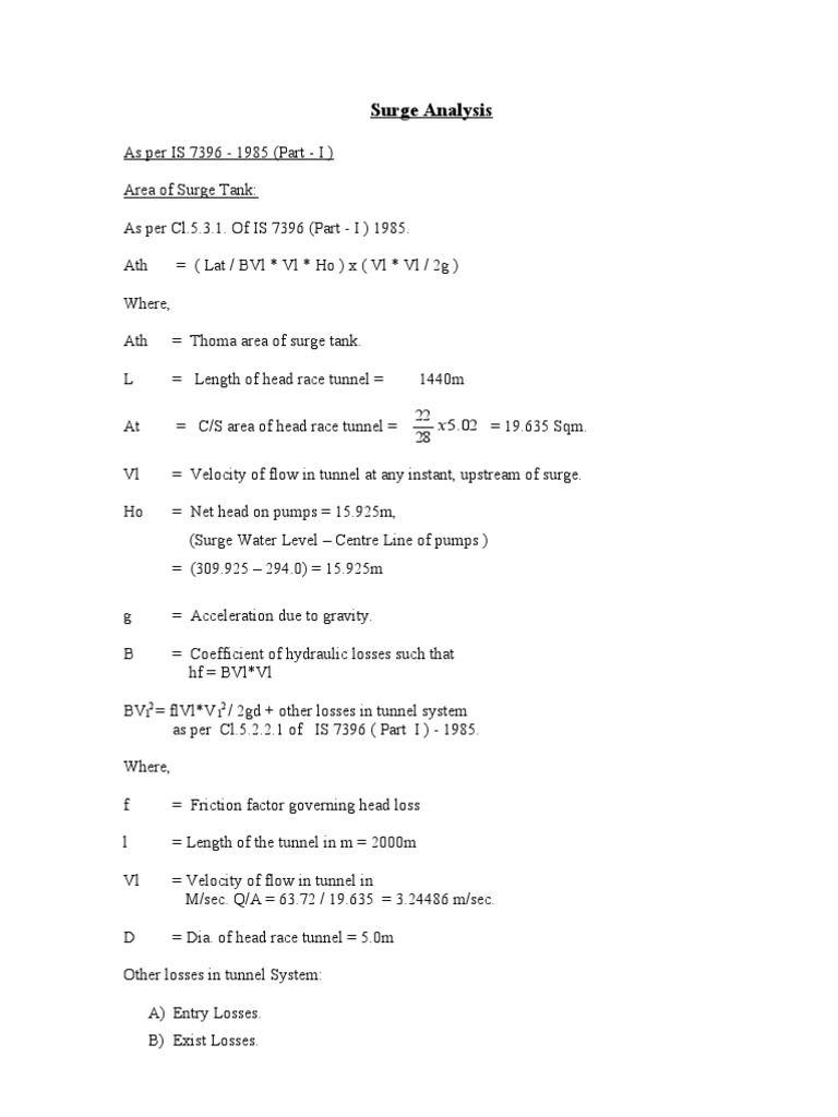 Surge Anlysis | PDF | Chemical Engineering | Fluid Mechanics