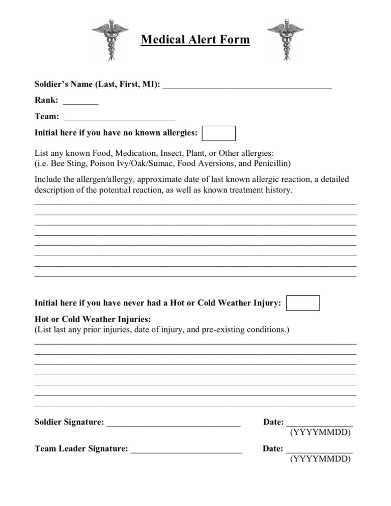 Unit Medical Alert Form | PDF