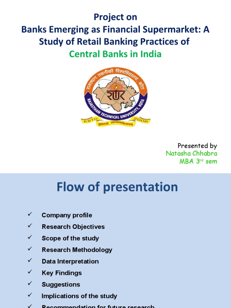 Project On Banks Emerging As Financial Supermarket: A Study of Retail ...