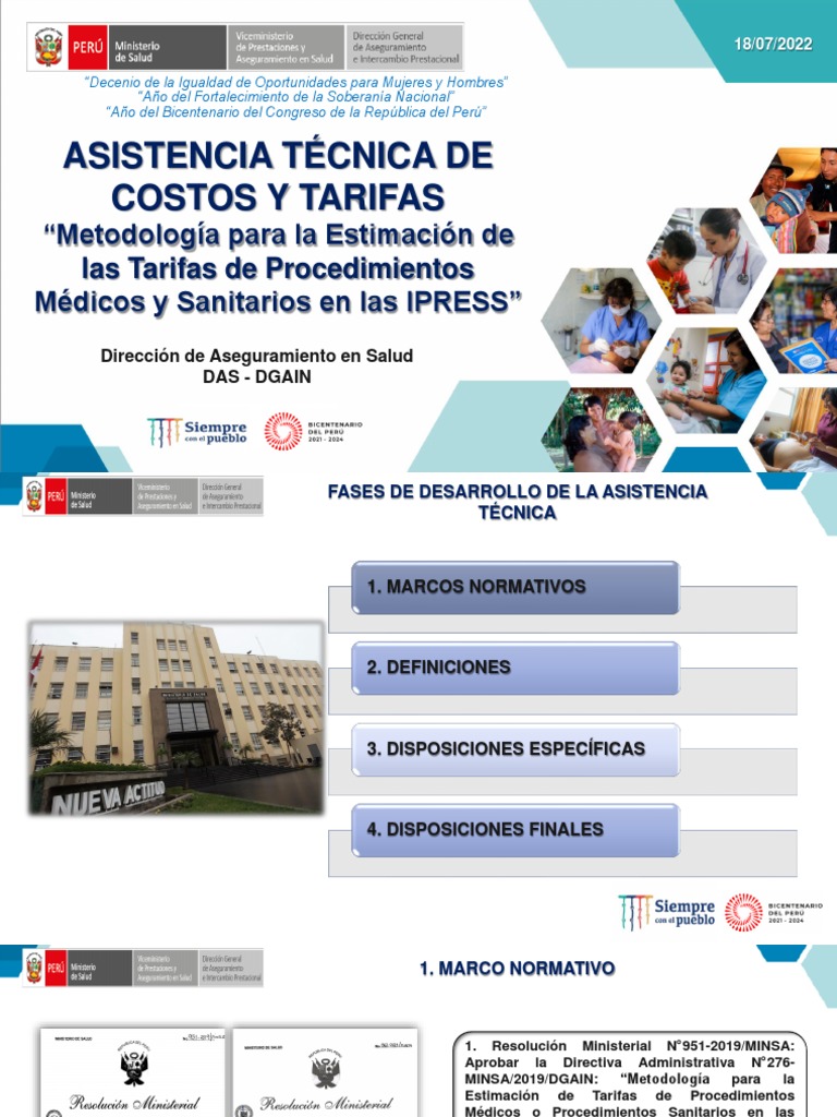 Diapos R.M. N 951-2019 MINSA - METODOLOGÍA ESTIMACIÓN DE TARIFAS - VERSION I | PDF | Ciencias de ...