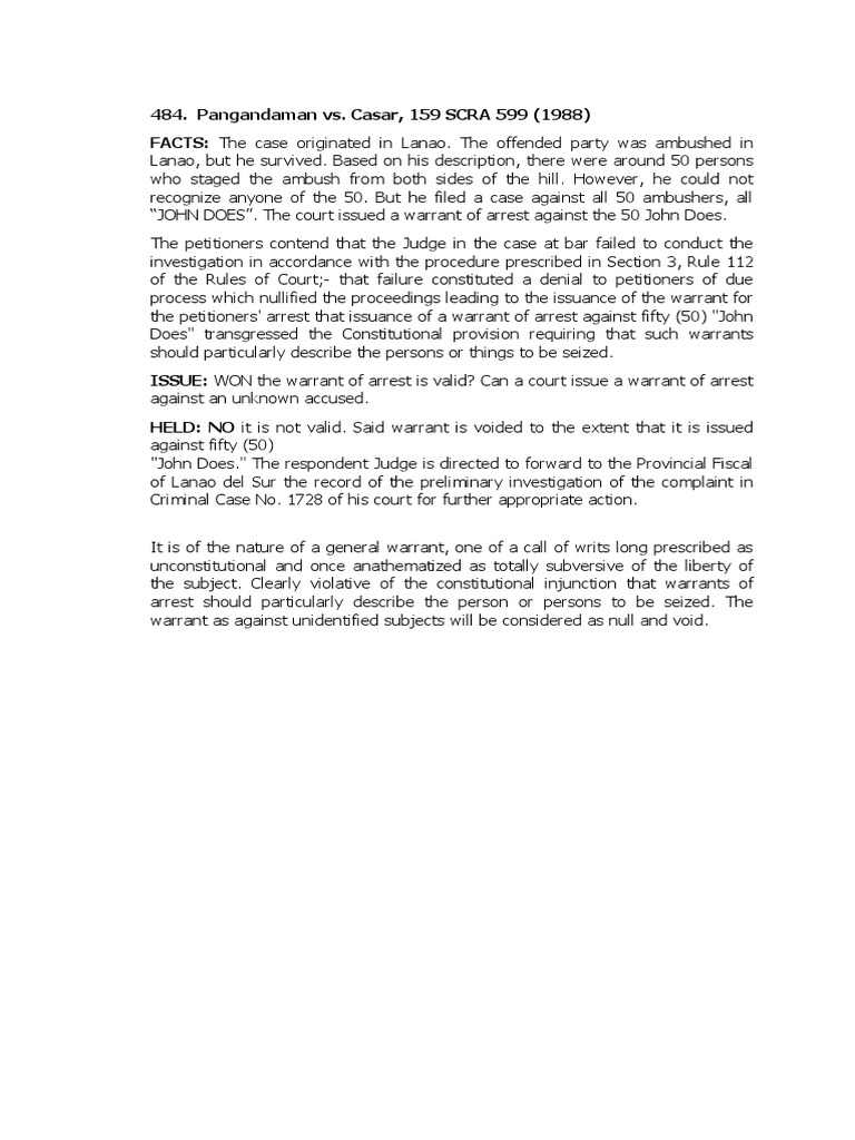 Invalidity of Arrest Warrant for John Does | PDF | Law