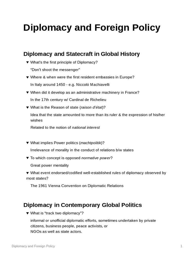 Diplomacy and Foreign Policy | PDF | Diplomacy | International Relations