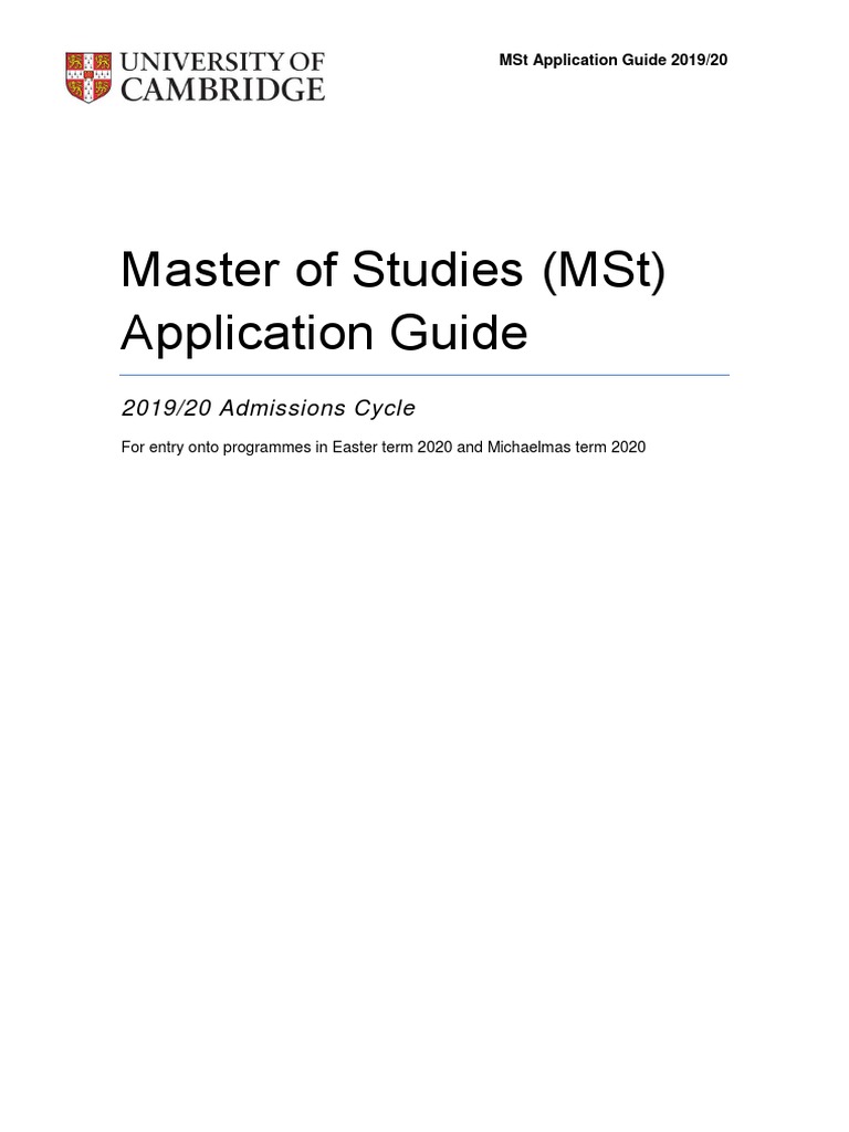 MST Application Guide 2019-20 | PDF | University And College Admission ...