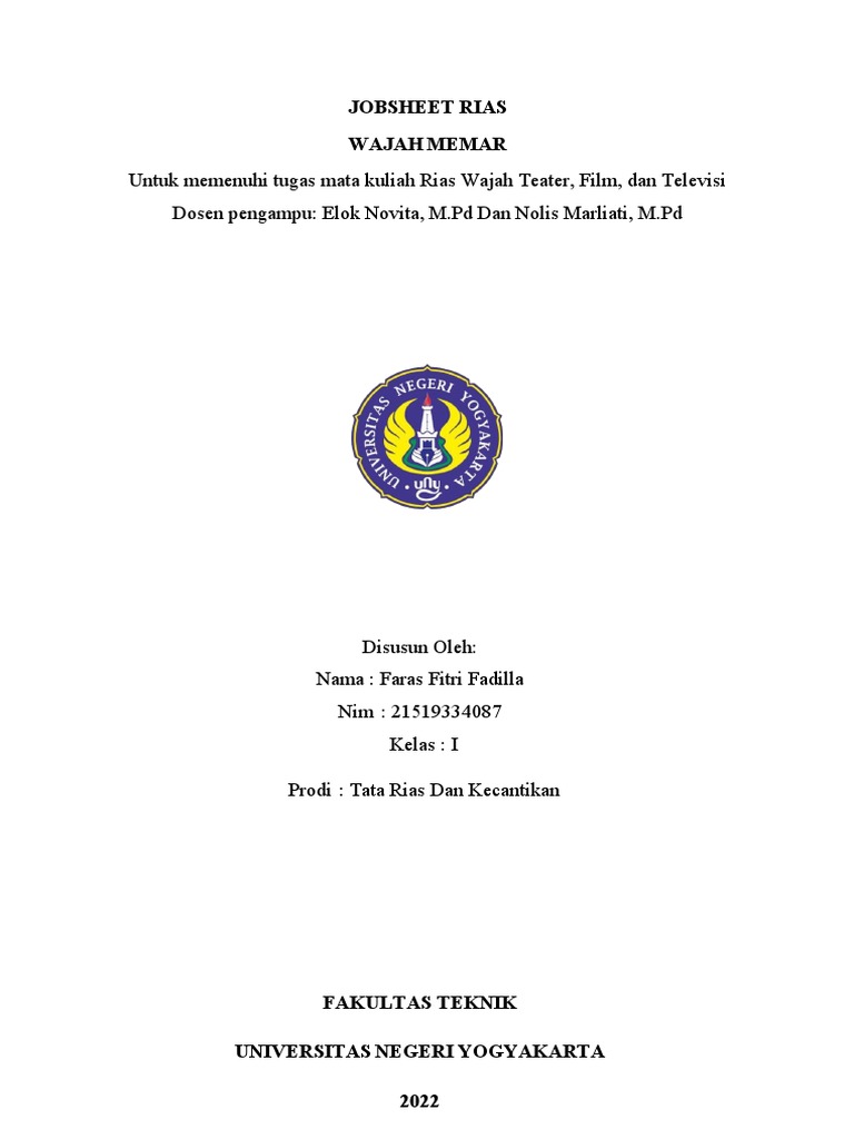 Faras Fitri Fadilla - 21519334087 - Jobsheet Rias Wajah Teater Memar | PDF