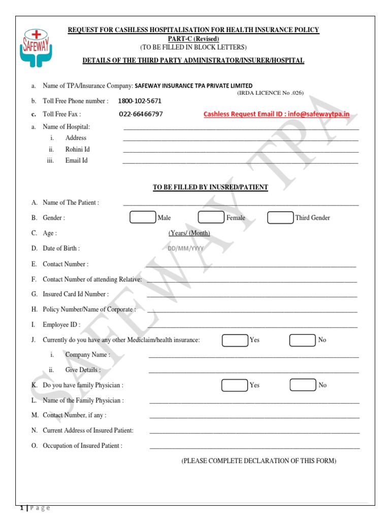 Request for Cashless Hospitalization: A Comprehensive Summary | PDF ...