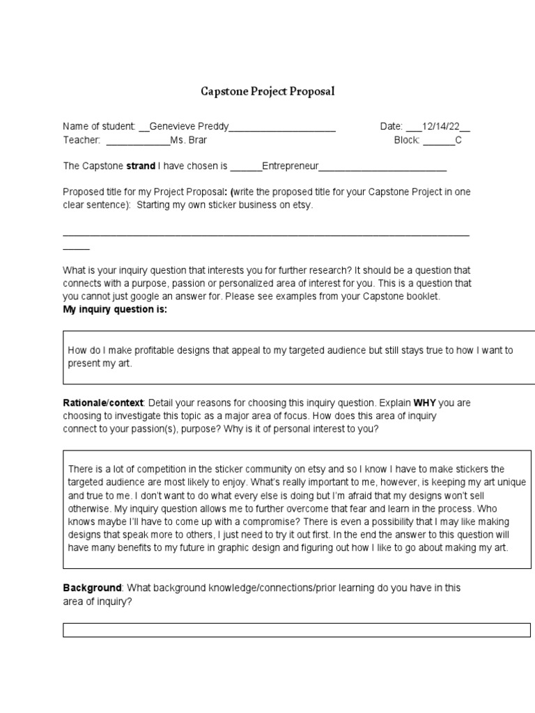 Capstone Proposal | PDF | Microsoft Power Point | Mentorship