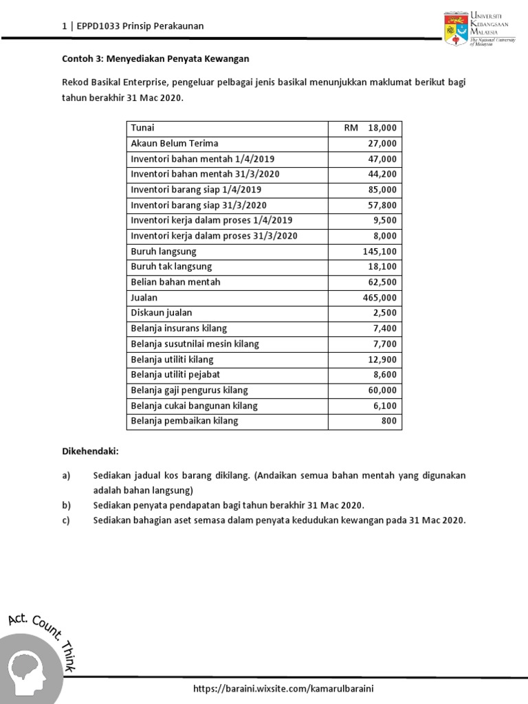 Contoh 3 Penyediaan Penyata Kewangan | PDF