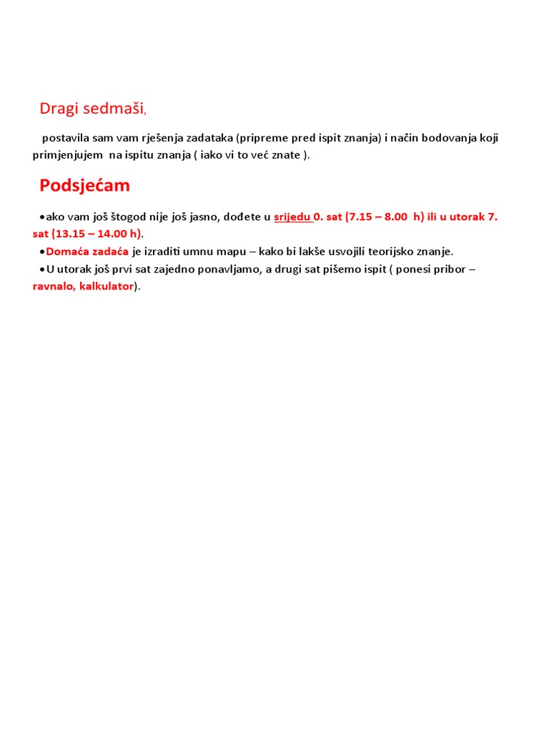 Razred - 1. Test Tijela I Tvari - Priprema | PDF