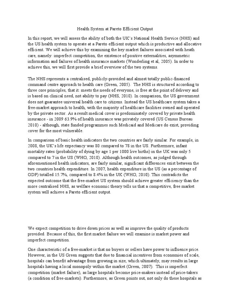 Health System at Pareto Efficient Output | PDF | Externality | Market ...