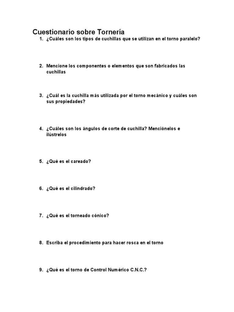 Examen Tornero | PDF