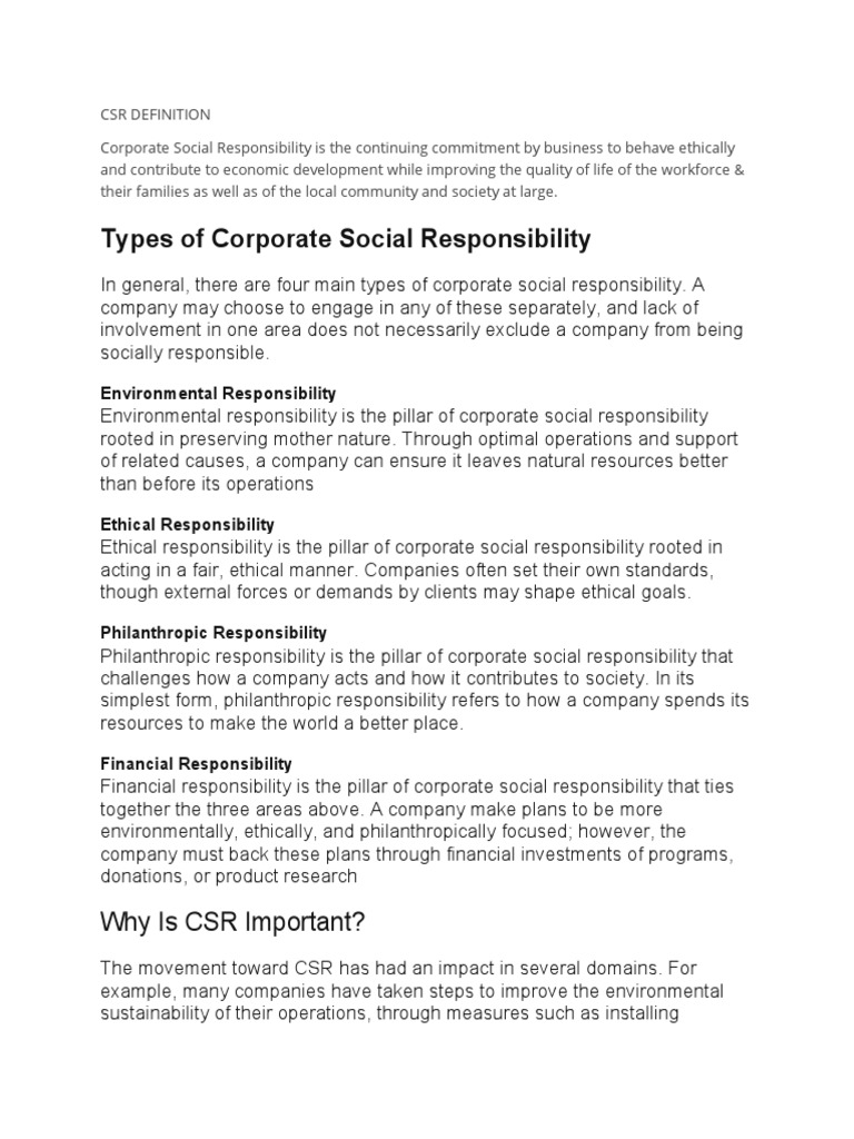 CSR Definition | PDF | Corporate Social Responsibility | Business Ethics