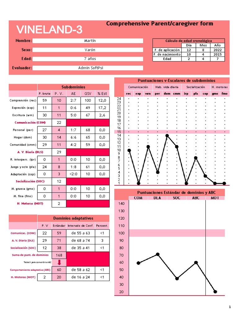 Ejemplo VINELAND-3 | PDF | Comportamiento | Cognición