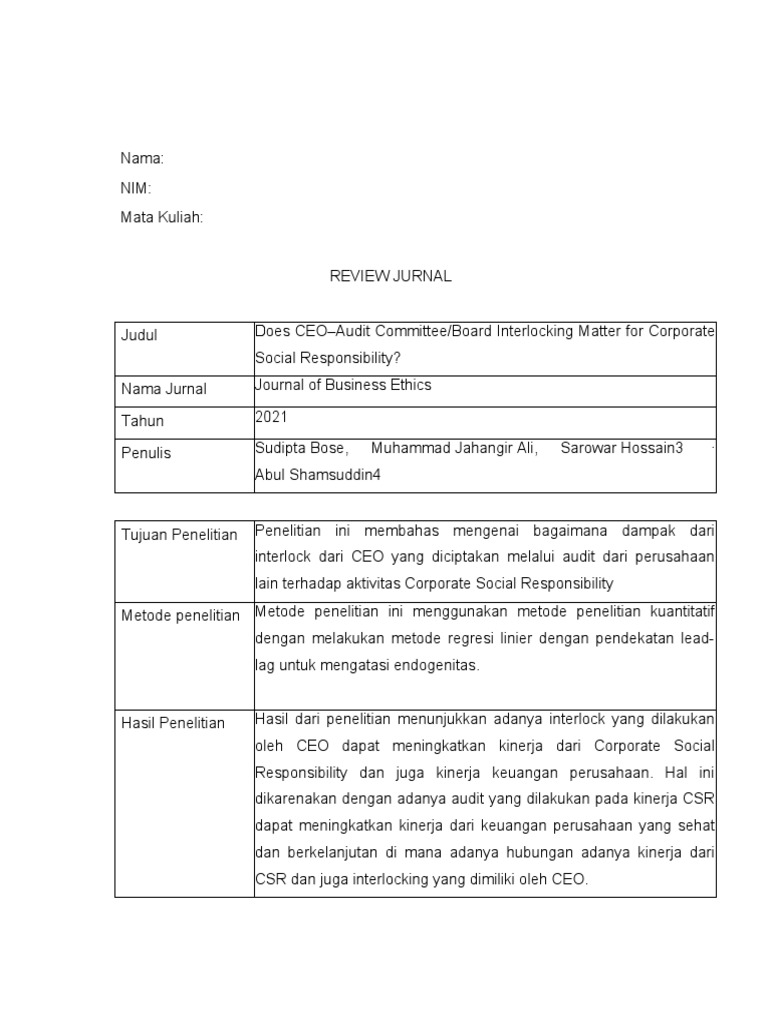 Review Jurnal CSR | PDF