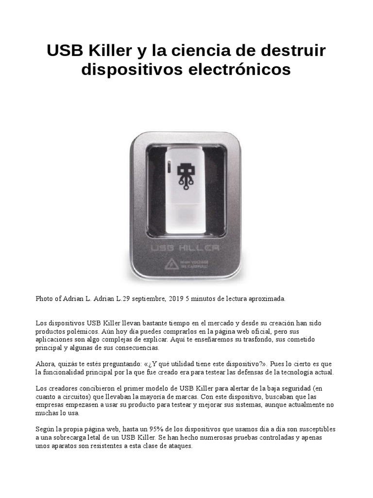Usb Killer | PDF | USB | Ingenieria Eléctrica
